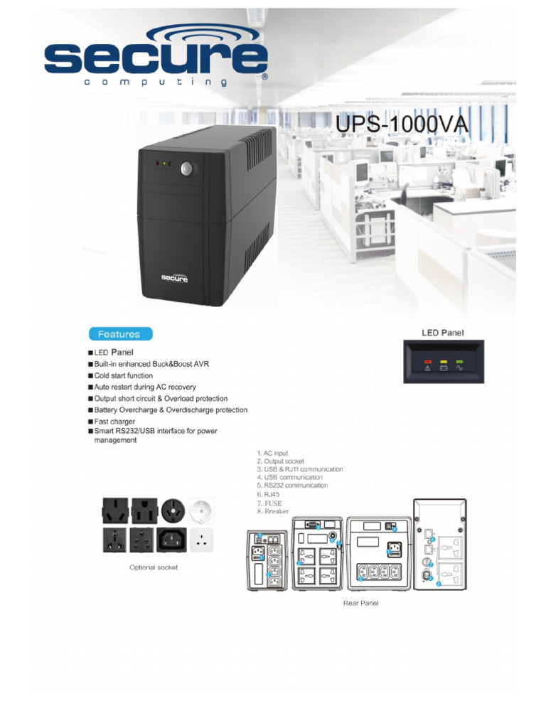 SECURE UPS-1000VA Specs | PDF