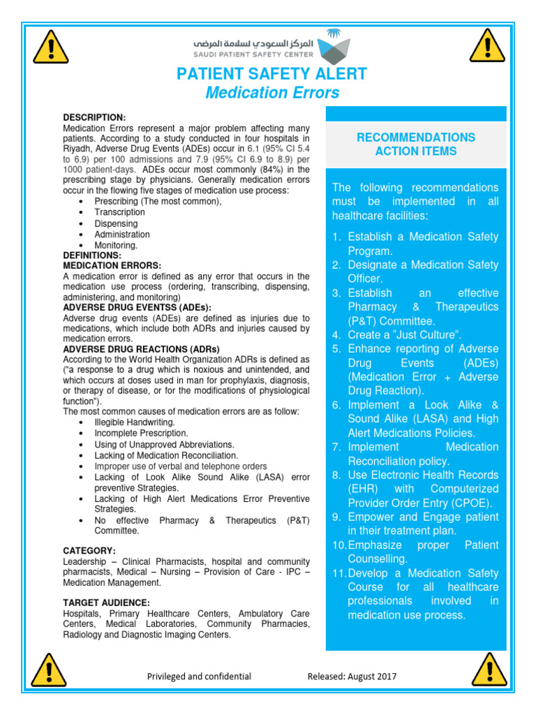 Final Patient Safety Alert Medication Errors | PDF | Medical Error ...