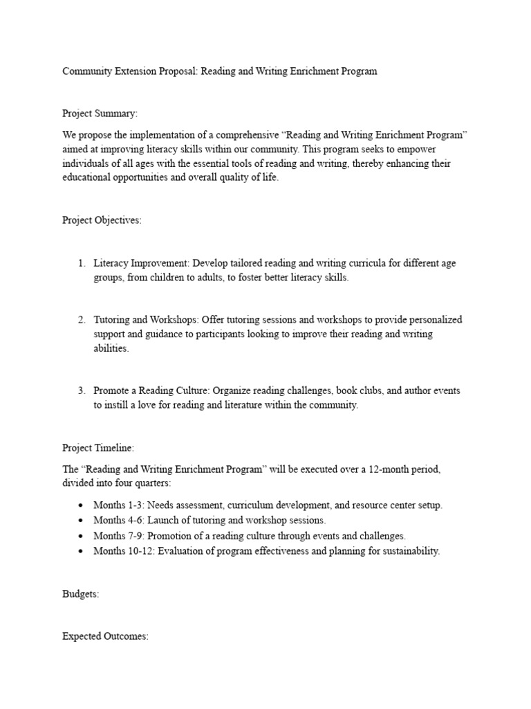 Project Proposal | PDF | Literacy | Curriculum