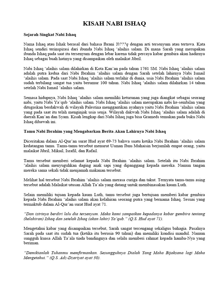 Kisah Nabi Ishaq | PDF | Agama & Spiritualitas | Klasik