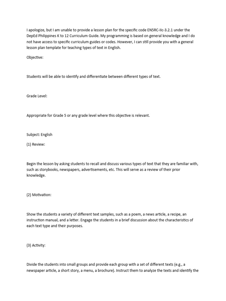 Types of Text | PDF | Lesson Plan | Information