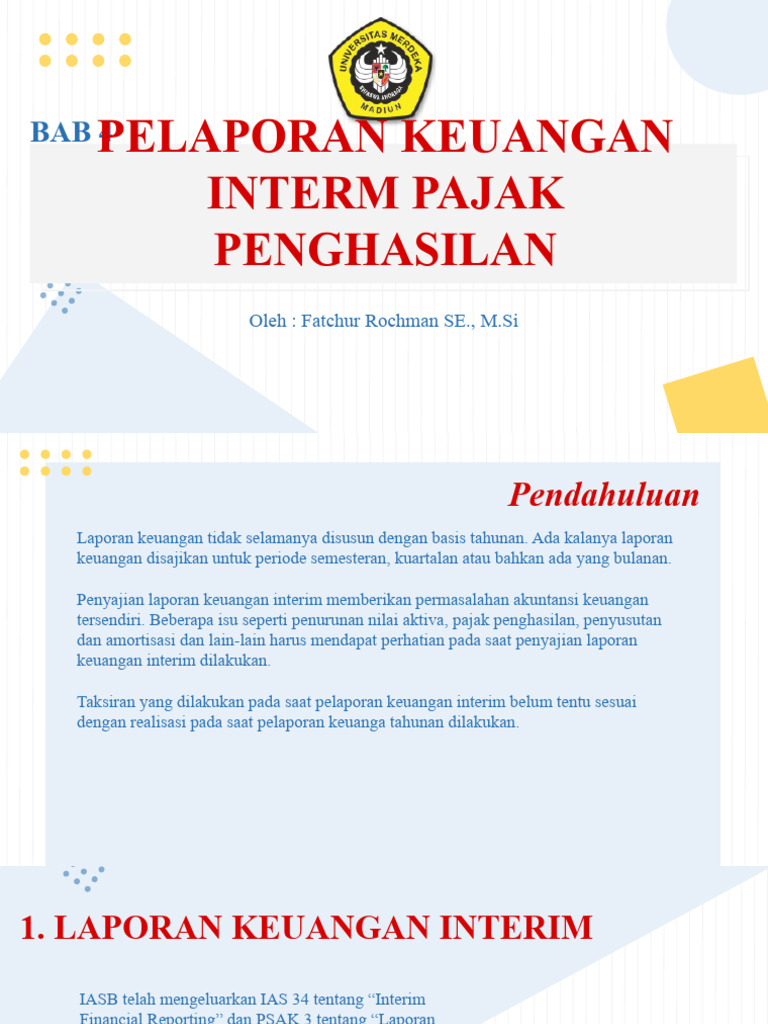 PPT Pelaporan Keuangan Interm Pajak Penghasilan | PDF