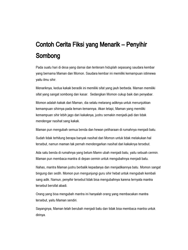 Contoh Cerita Fiksi Yang Menarik Pdf