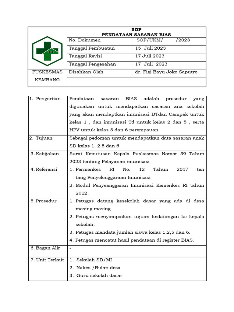 Sop Pendataan Bias | PDF