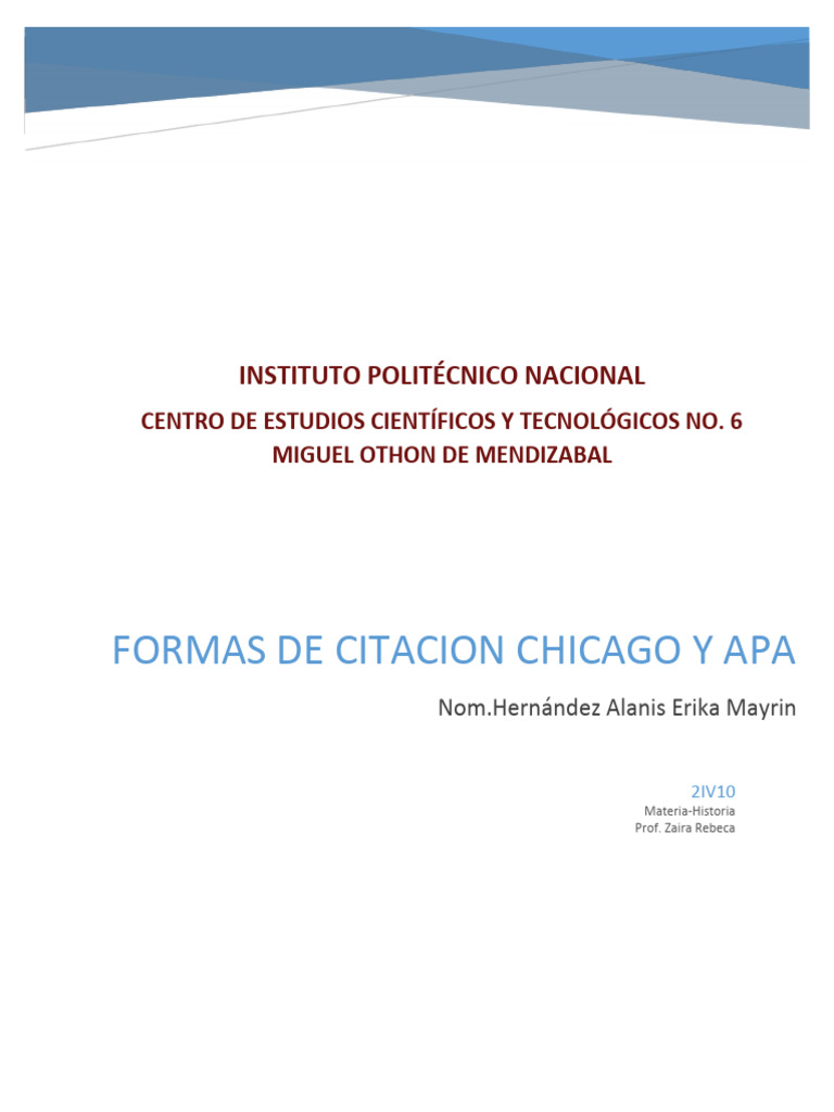 Formas de Citación Chicago y APA | PDF | Bibliografía | Estilo apa