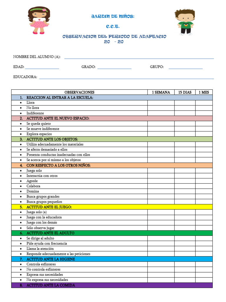 Guia de Observación Diagnóstico | PDF | Educación de la primera infancia