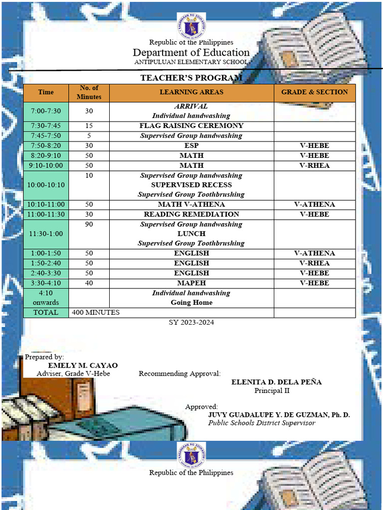 Class Program 2023 2024 | PDF | Social Institutions | Schools