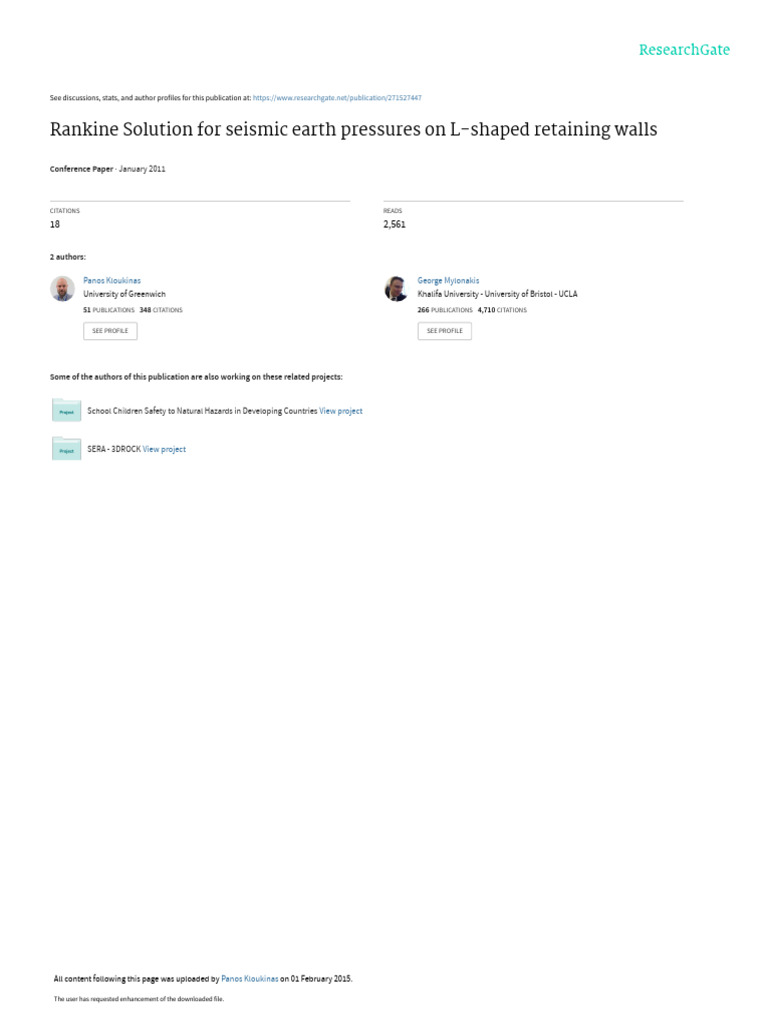 RANKINE SOLUTION FOR SEISMIC EARTH PRESSURES - Kloukinas - Mylonakis ...