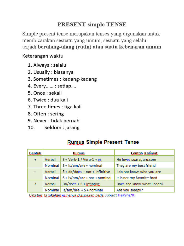 Simple Present Tense | PDF