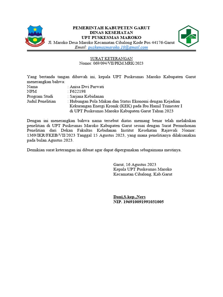 Surat Balasan Puskesmas | PDF