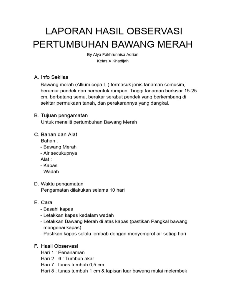 Laporan Hasil Observasi | PDF