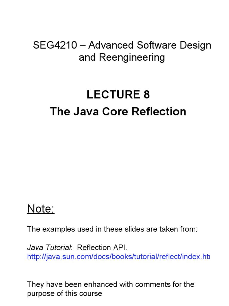 Lecture8 JavaReflection | PDF | Class (Computer Programming) | Method (Computer Programming)