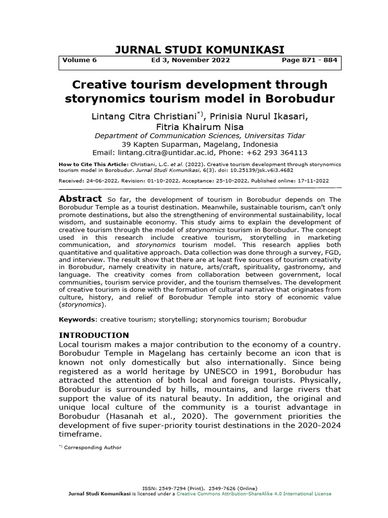 Creative Tourism in Borobudur: Storynomics Model | PDF | Tourism ...
