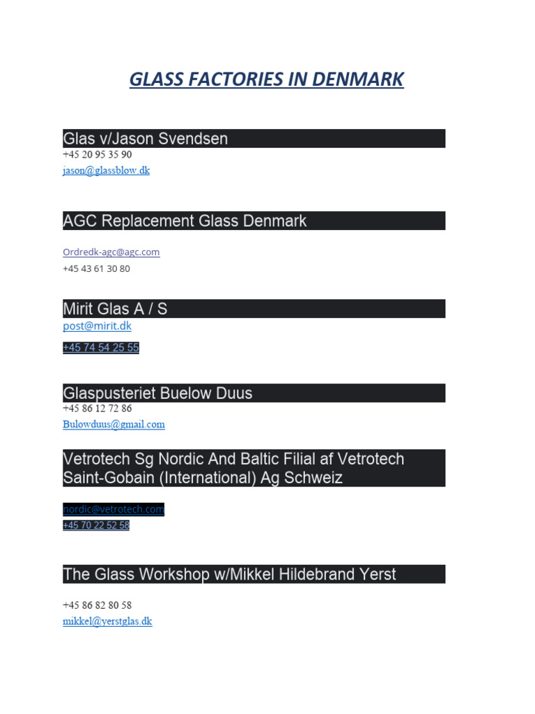GLASS FACTORIES IN DENMARK | PDF | Glass Art