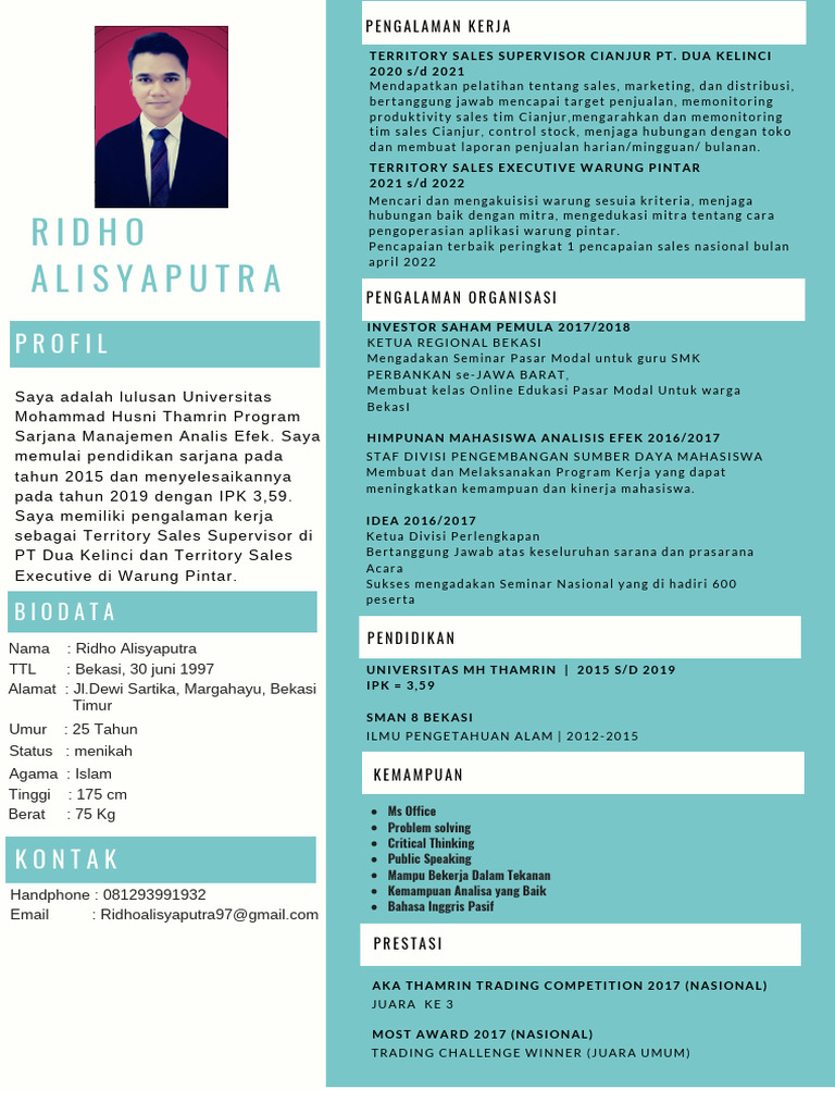 Ridho Alisyaputra CV | PDF | Bisnis