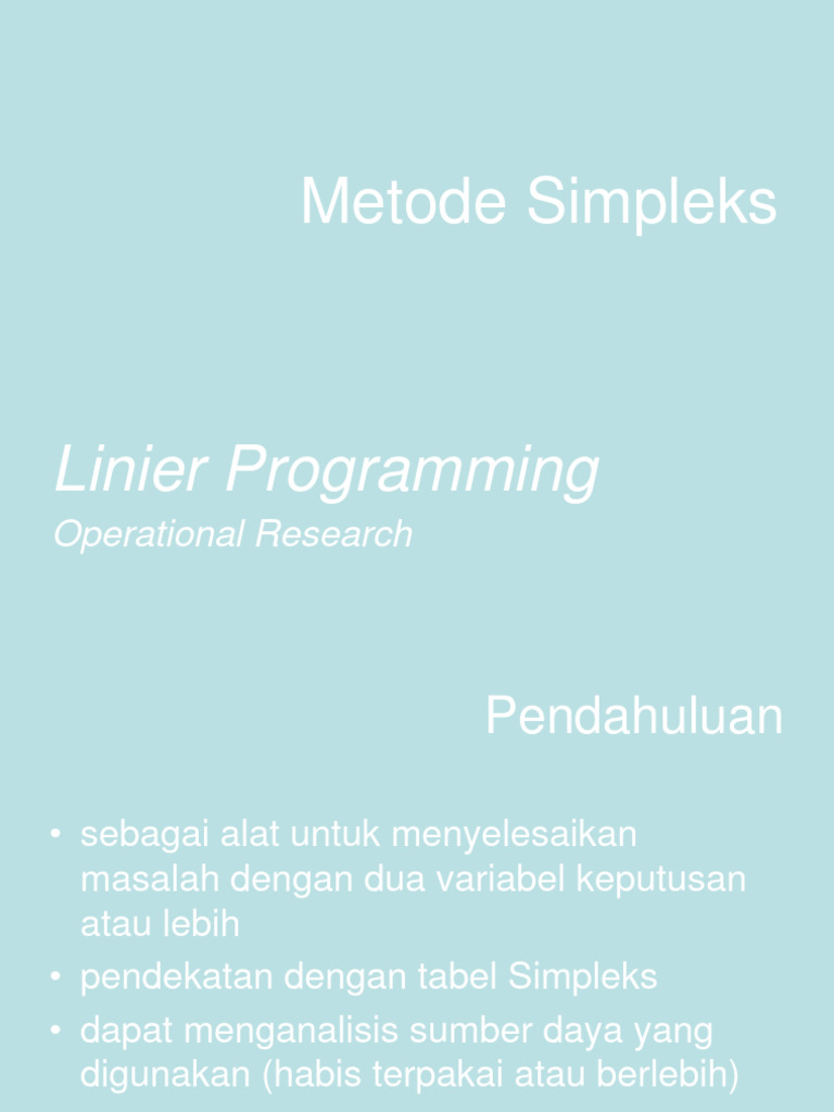 Metode Simpleks | PDF