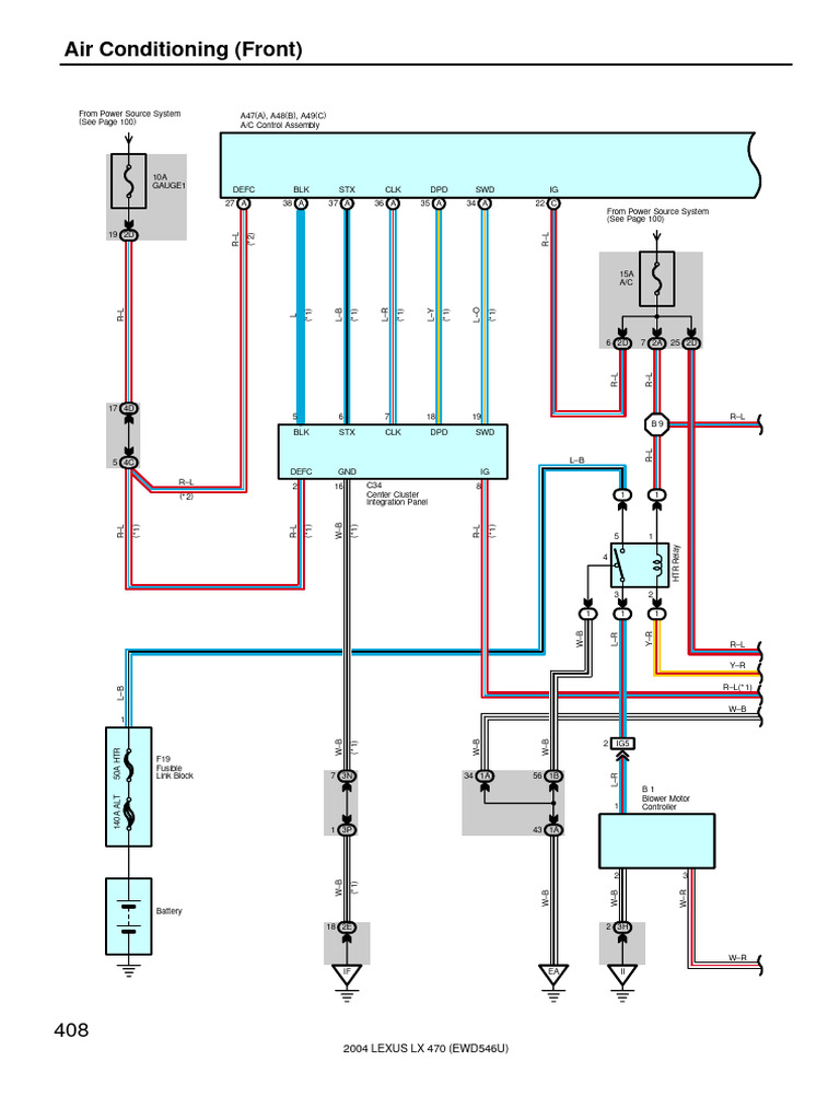 2004 Lexus LX 470 A/C Wiring Guide | PDF | Engines | Air Conditioning