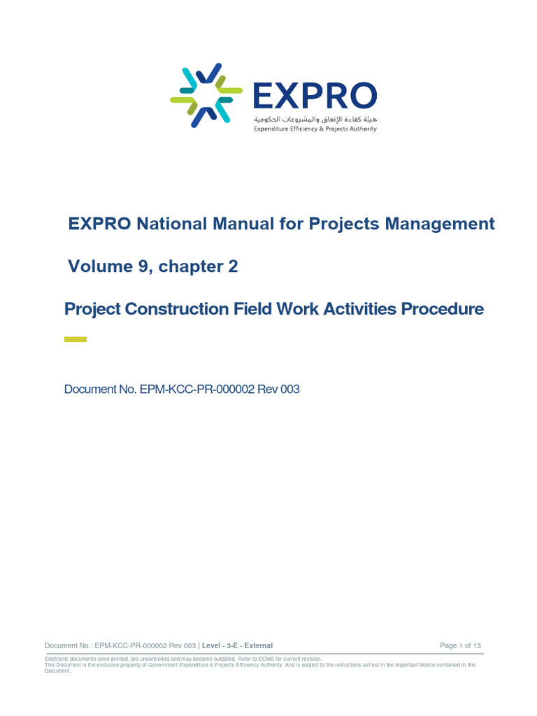 CH2-003-Field Work Activities Procedure-RSC-CC-PR-002EN | PDF | Project ...