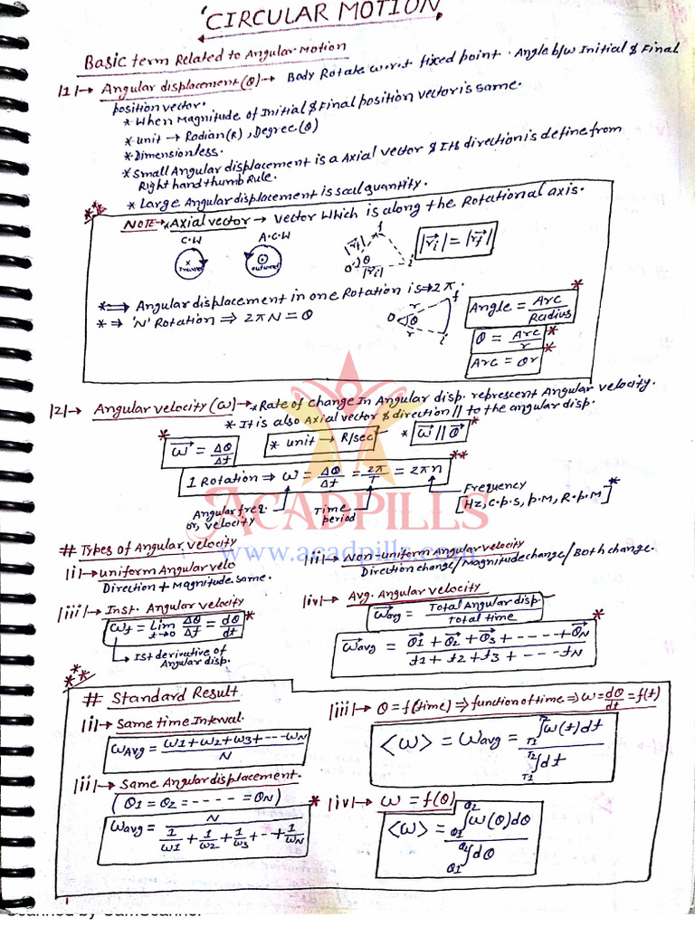 Circular Motion Handwritten Notes | PDF