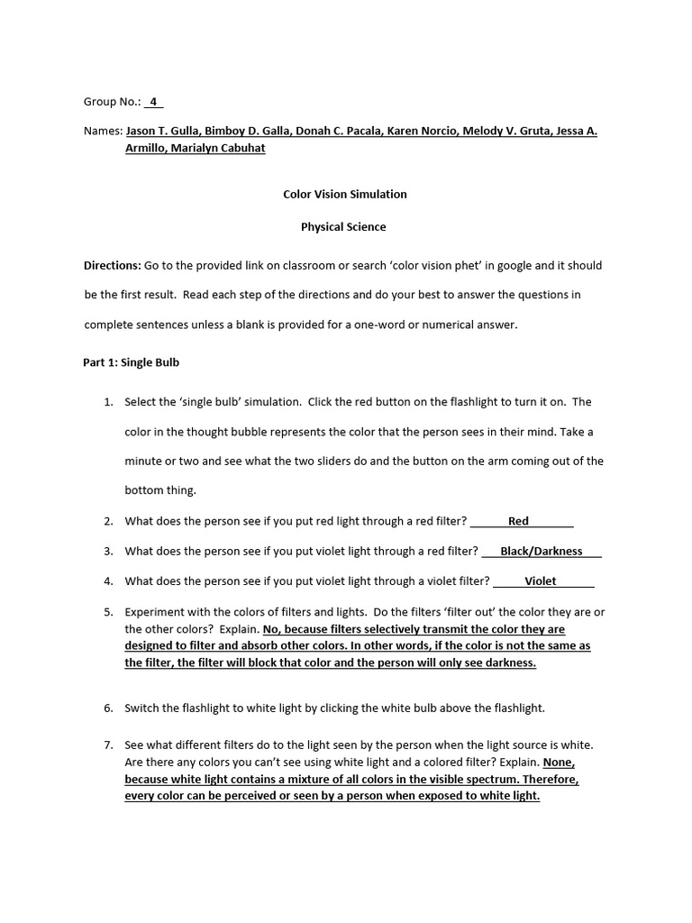 Physical Science Activity | PDF | Rgb Color Model | Color