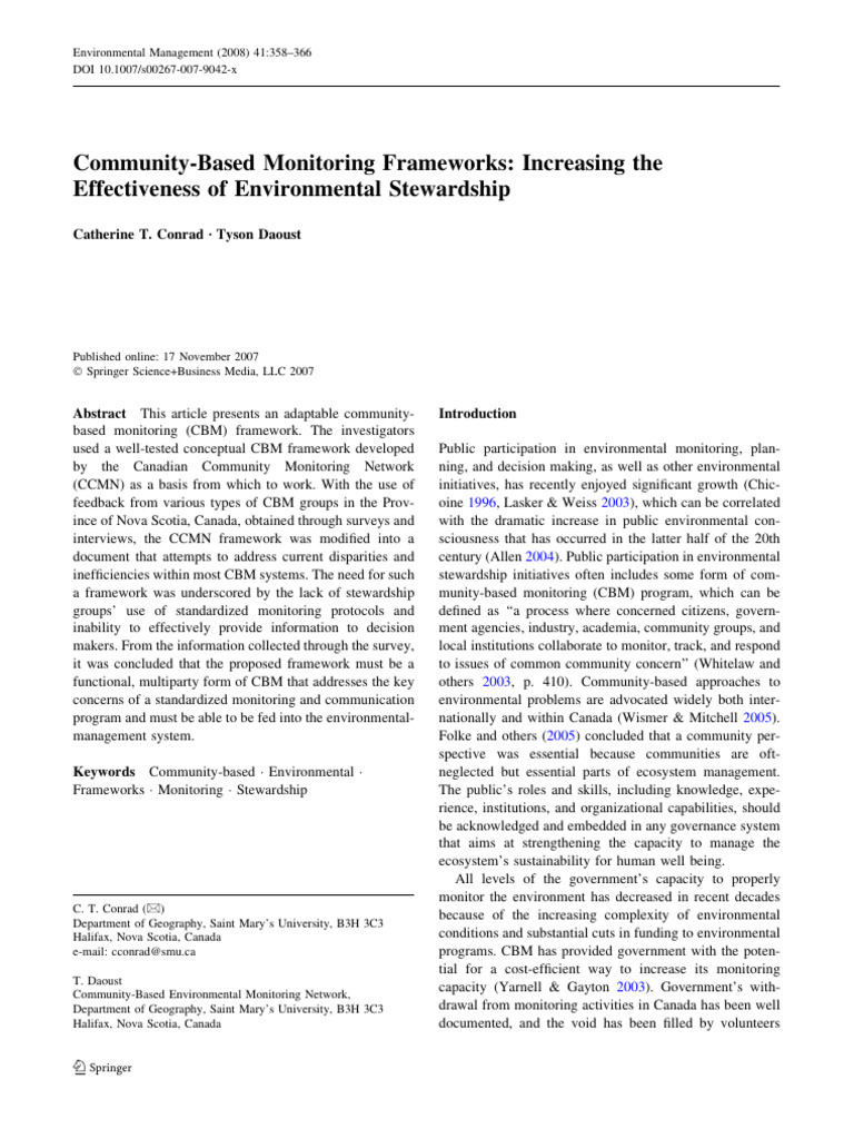 Community Based Monitoring Frameworks | PDF | Decision Making | Environmental Resource Management