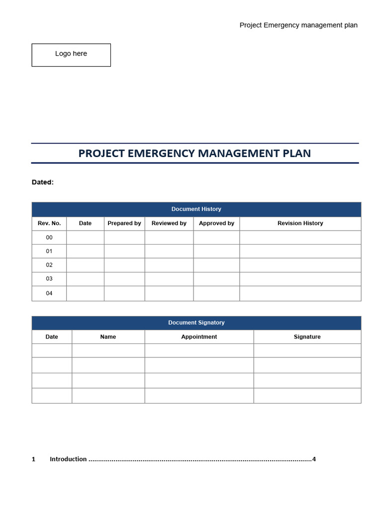 Project Emergency Management Plan | PDF | Emergency Management | Emergency