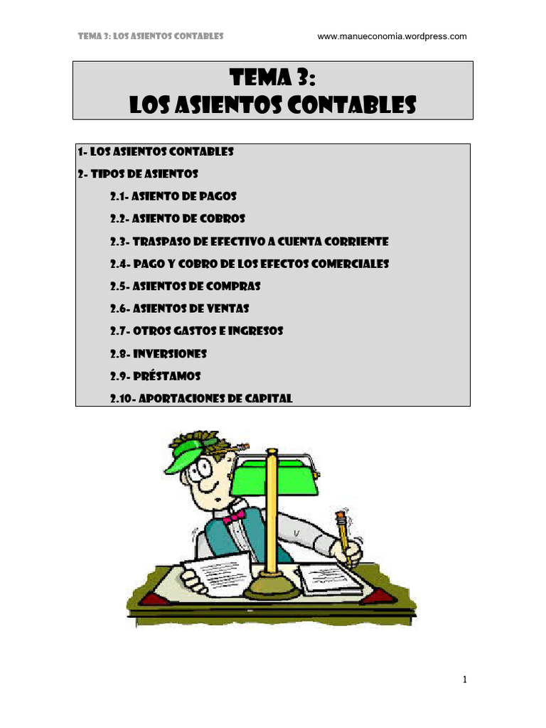 Tipos de Asientos Contables Esenciales | PDF | Contabilidad | Bancos
