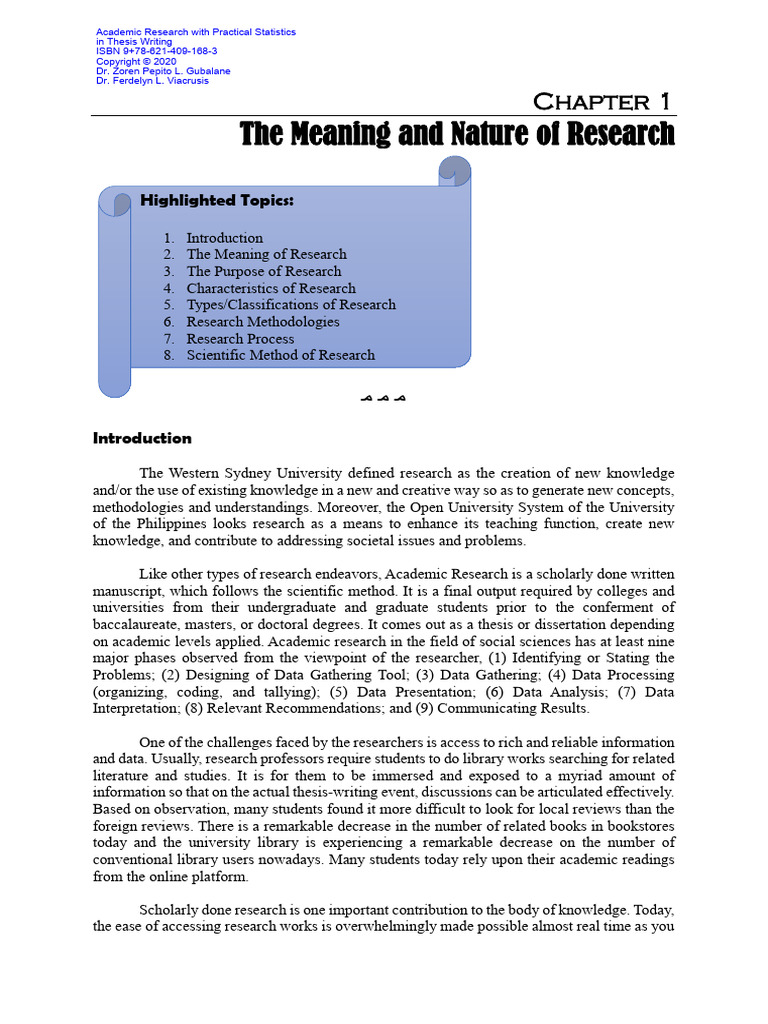 Chapter 1 The Nature and Meaning of Research | PDF | Hypothesis ...