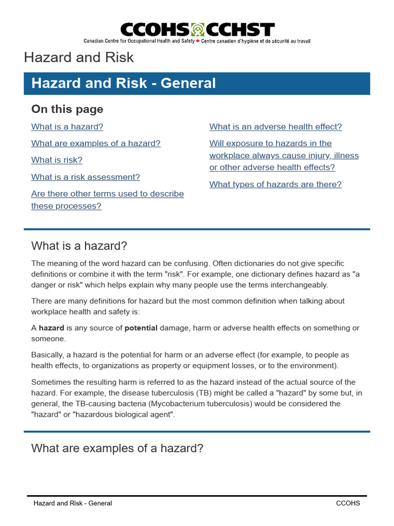 Hazards and Risks | PDF | Hazards | Risk