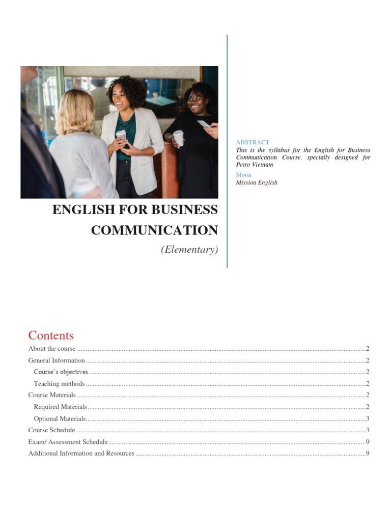 EBC Course Elementary Level - Syllabus | PDF | Grammatical Number | Plural