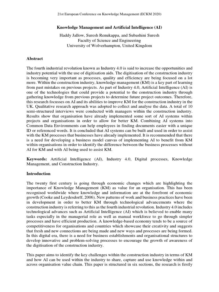 Jallow Et Al ECKM Knowledge Management and Artificial Intelligence 2020 | Download Free PDF ...
