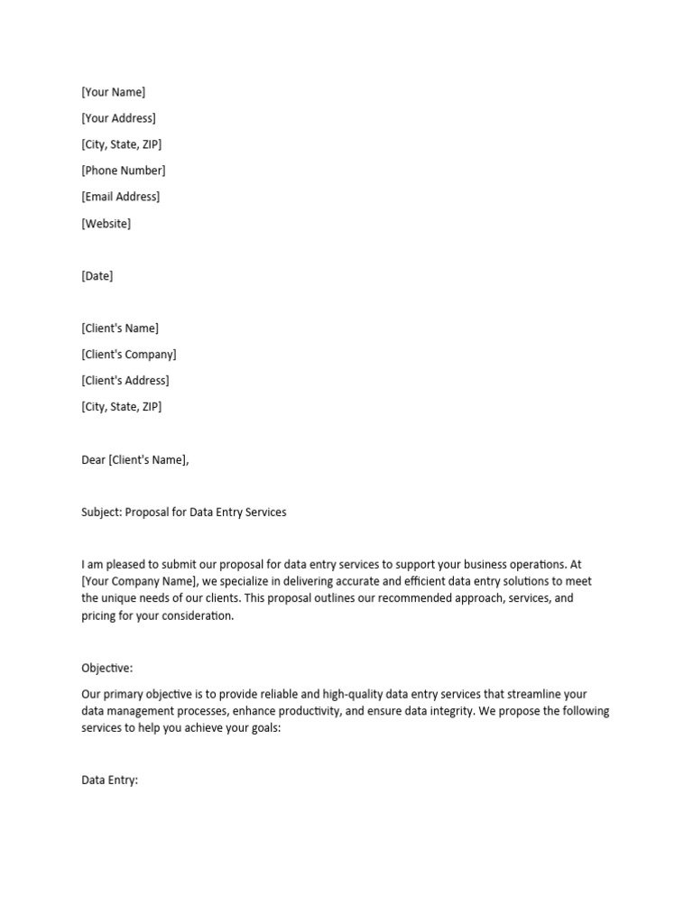 Data Entry Proposal Letter Sample | PDF | Data | Accuracy And Precision