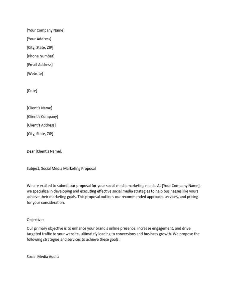 SMM Proposal Letter Sample | PDF | Popular Culture & Media Studies ...