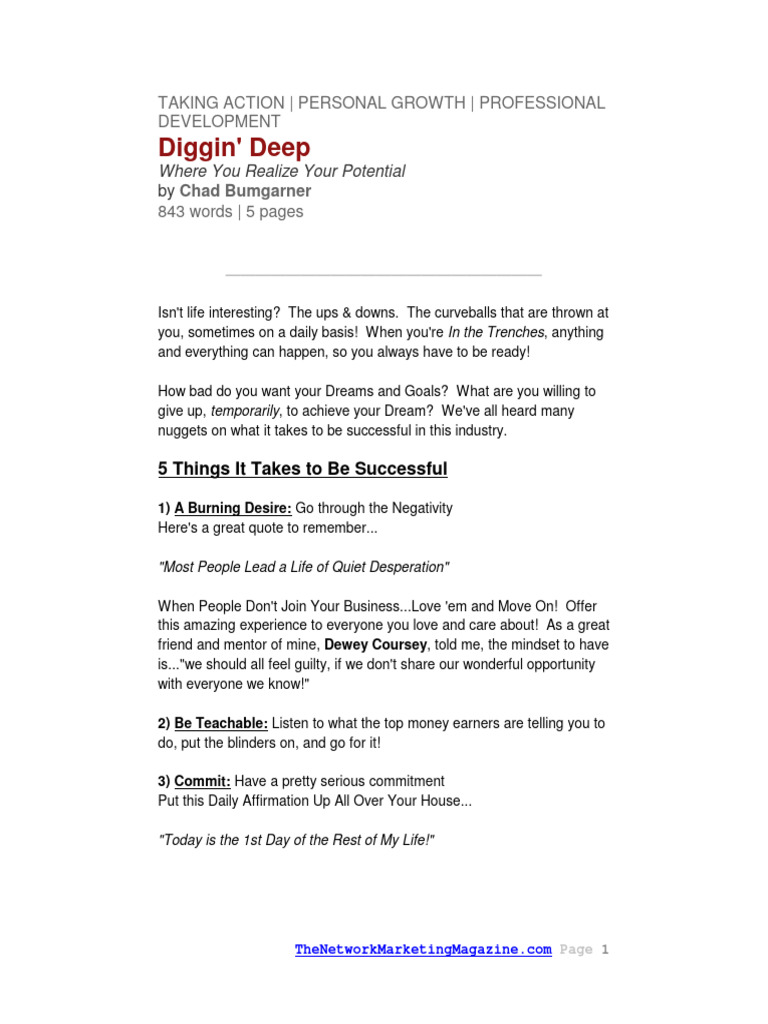 Digging Deep | PDF