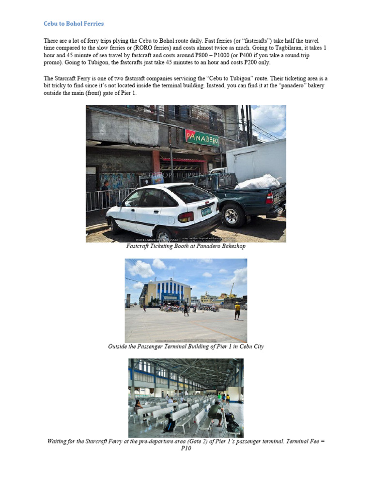 BOHOL Tubigon, Bohol Tour Itinerary Via Cebu | PDF | Restaurants | Port