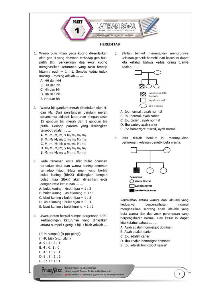 BIOLOGI BAB 13 LATIHAN SOAL Hereditas | PDF