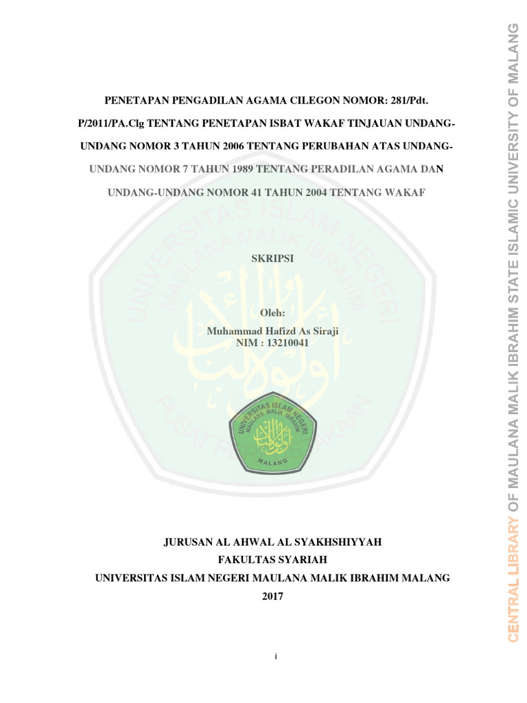 SKRIPSIKU Etheses - Uin Malang | PDF