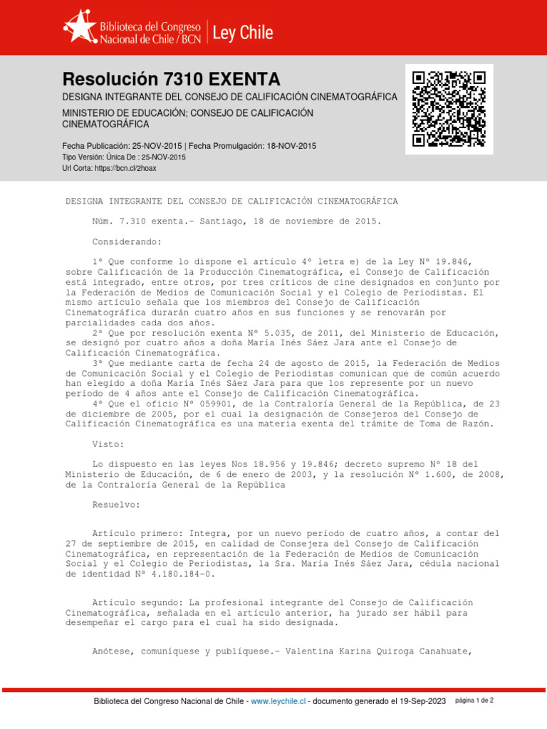 Resolucion 7310 Exenta 25 Nov 2015 | PDF | Gobernancia | América del Sur