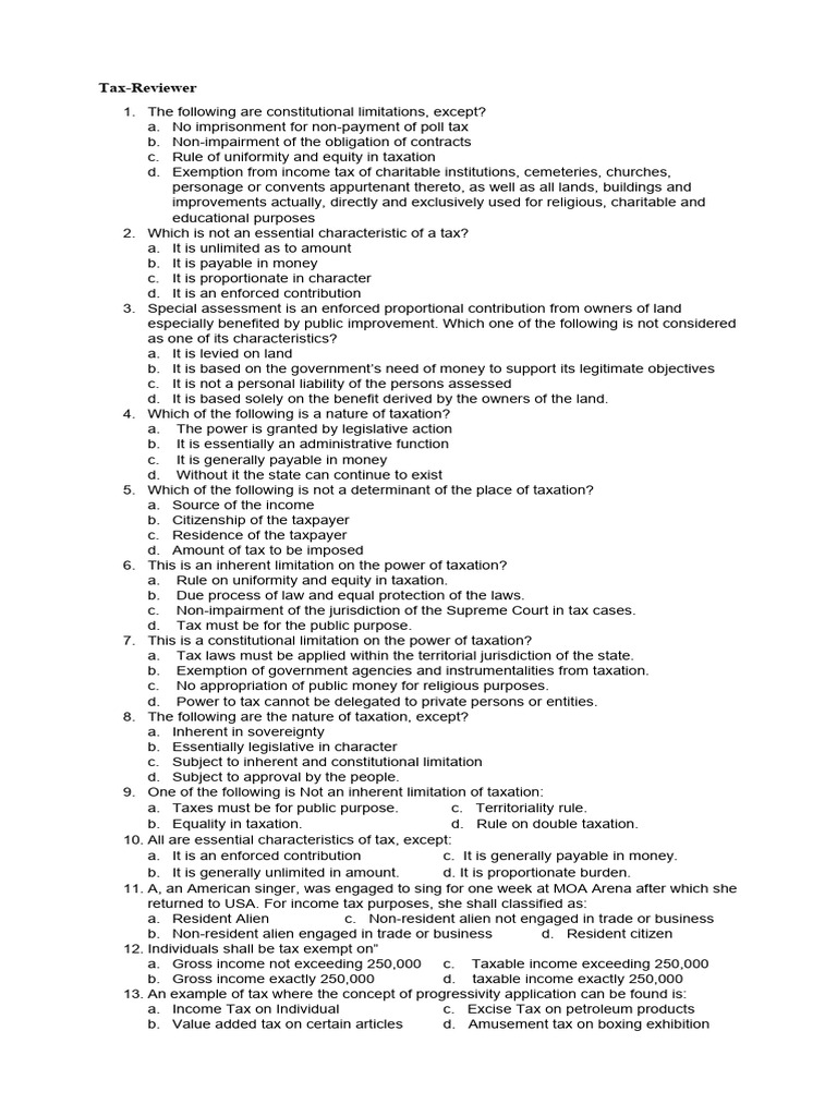 Tax Reviewer | PDF | Taxes | Income Tax