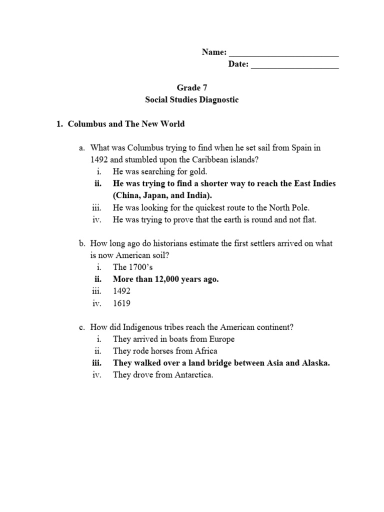 Grade 7 Social Studies Answer Key | PDF | Age Of Enlightenment | United ...