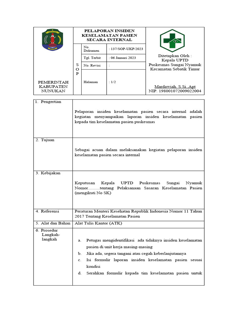 Contoh IKP di Puskesmas Nunukan | PDF