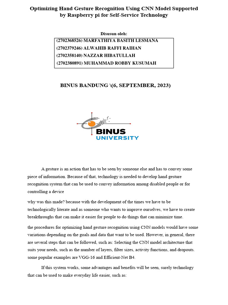 Optimizing Hand Gesture Recognition Using CNN Model Supported by ...