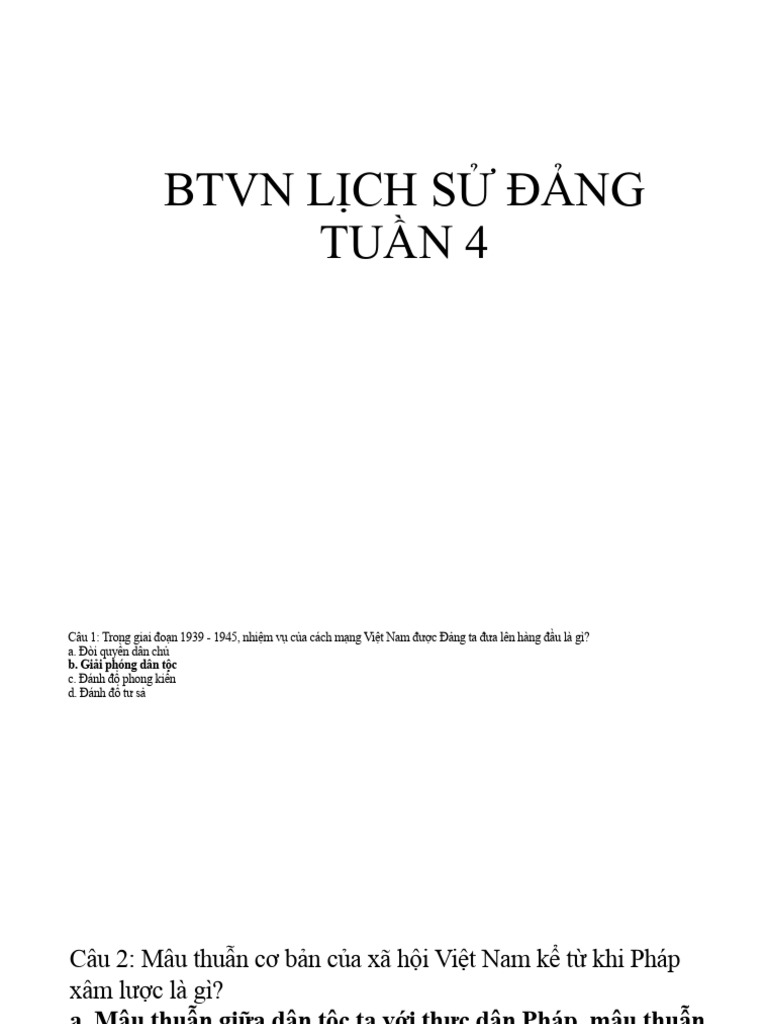 BTVN LỊCH SỬ ĐẢNG | PDF