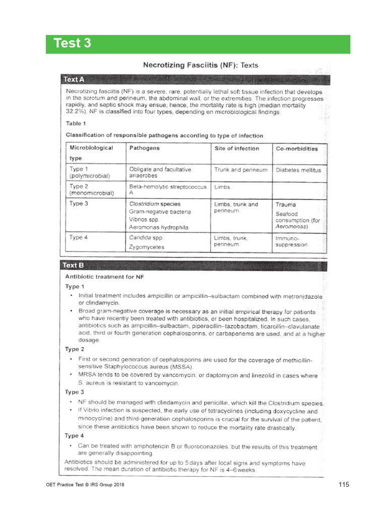 Irs Group Reading 3 Oet Reading Test Sample | PDF