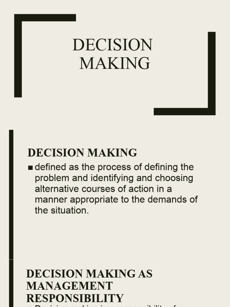 Decision Making | PDF | Decision Making | Evaluation