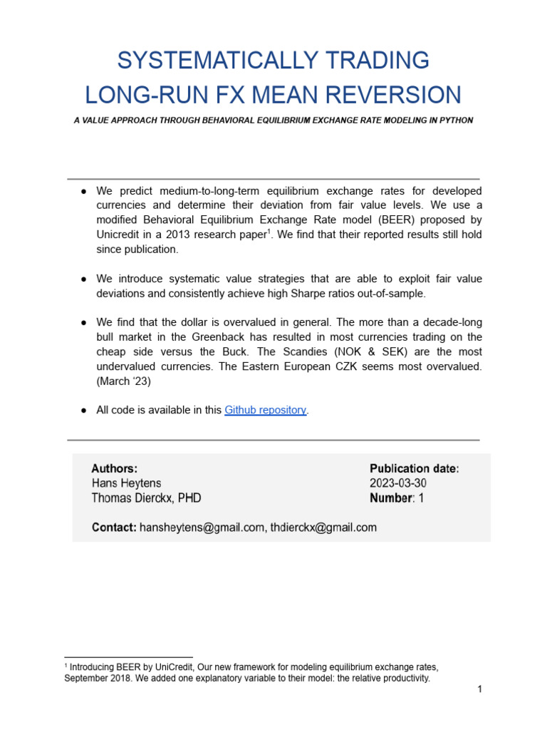 Systematically Trading FX Mean Reversion in The Long Run 1680234492 ...