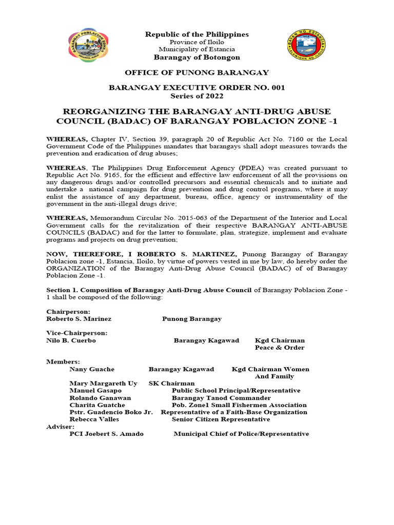 2019 EC 006 REORGANIZING BADAC Zone - 1 | PDF | Social Aspects Of ...