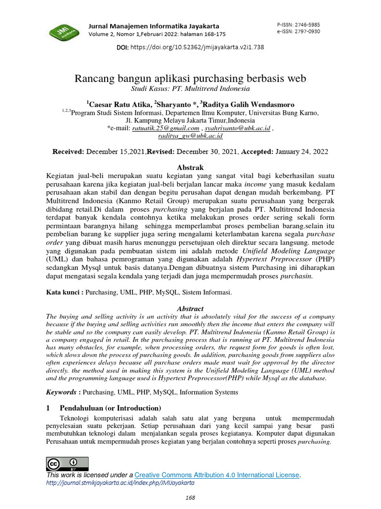 Rancang Bangun Aplikasi Purchasing Berbasis Web: Studi Kasus: PT ...