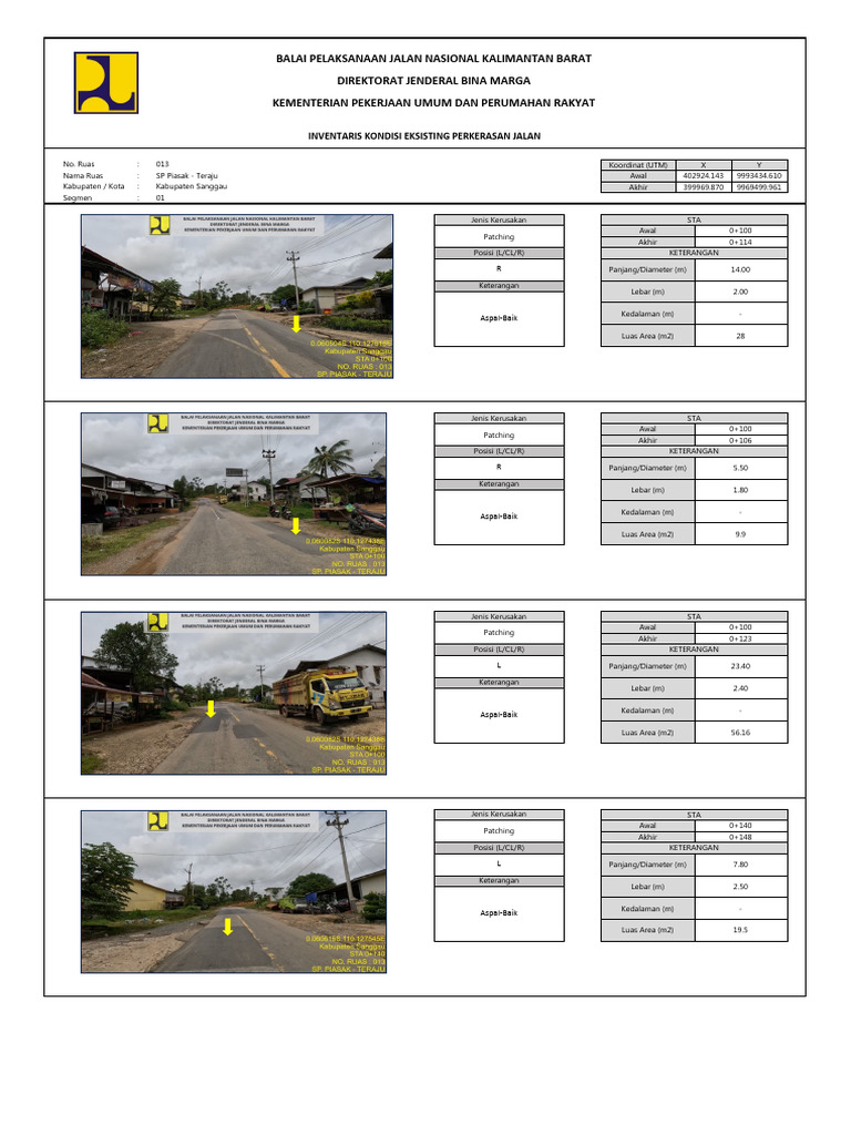 Form Kerusakan Jalan | PDF