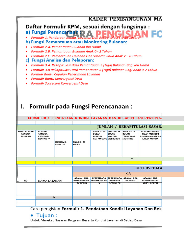 Panduan Pengisian Formulir KPM | PDF